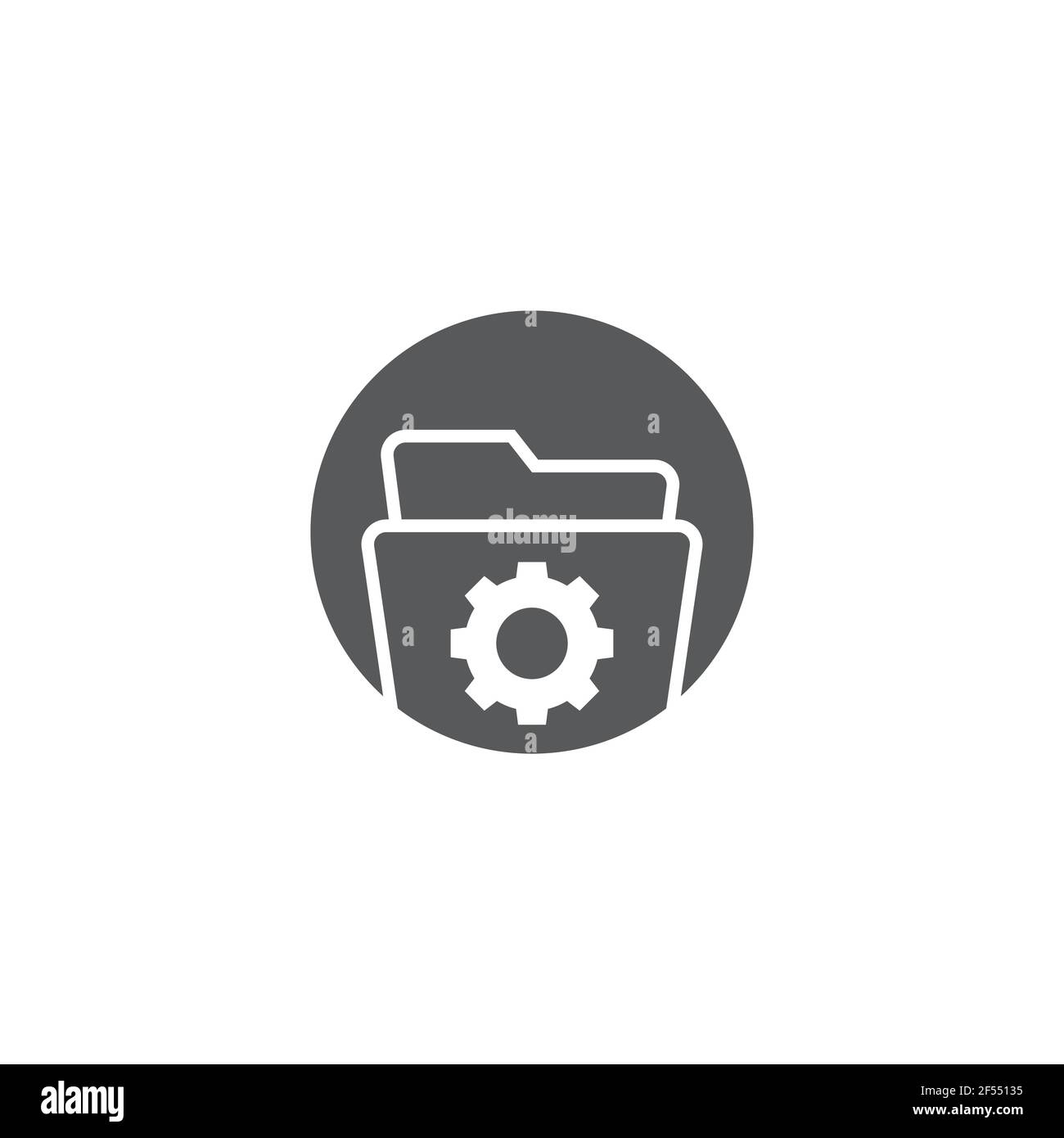 Folder settings with gears icon isolated on white background. Software ...