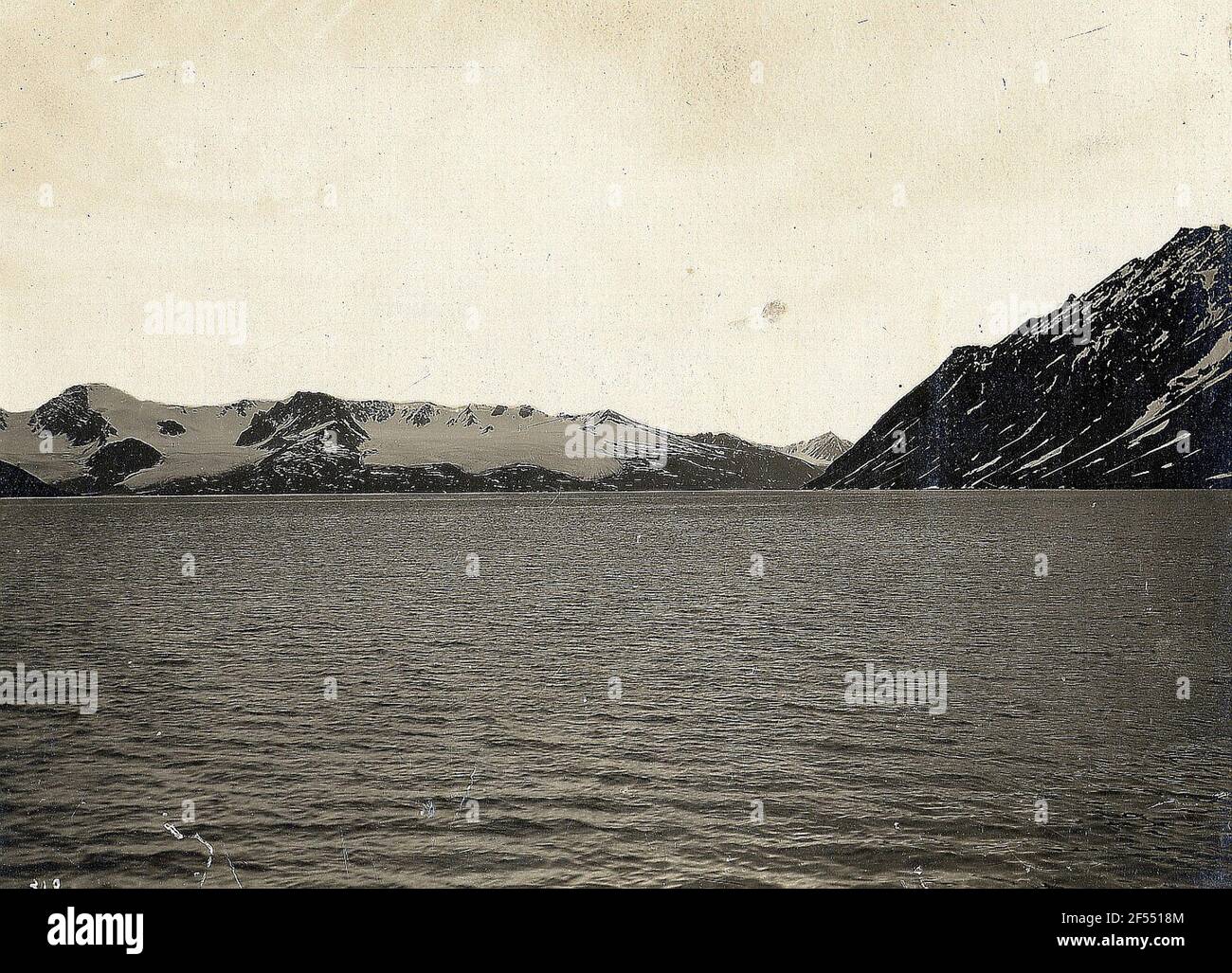 Spitzbergen. Crossbay. View over the bay to a mountain range Stock ...