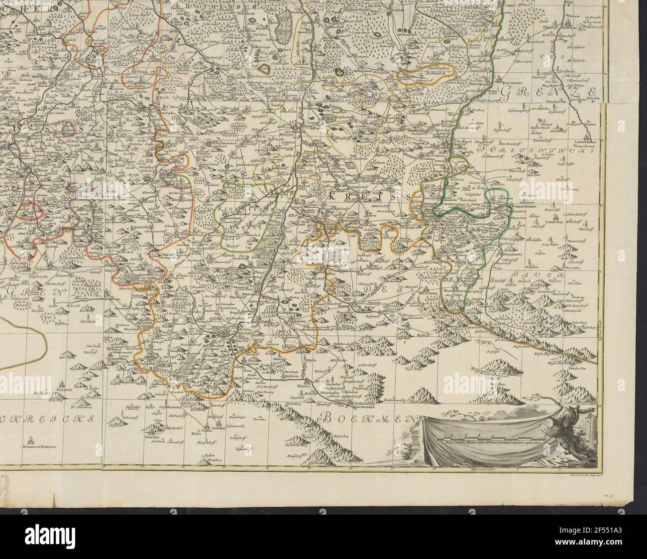 Kt. 39: Map of Oberlausitz, 1: 120 000, copper engraving, 1759 Stock ...