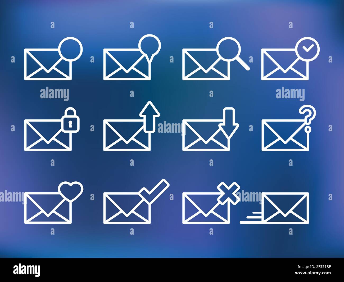 Set: line envelopes icons. Blurred background. Vector illustration ...