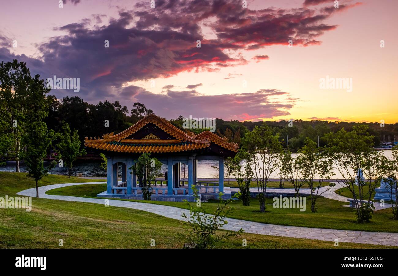 Sunset Scape in Beijing Garden of Canberra Stock Photo - Alamy