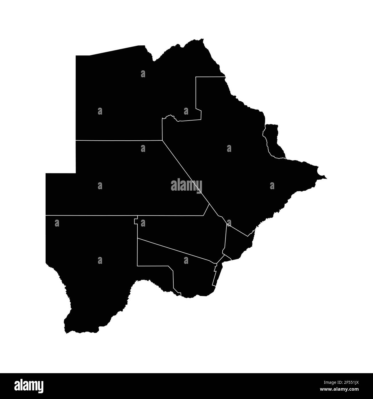 Botswana country map vector with regional areas Stock Vector Image ...