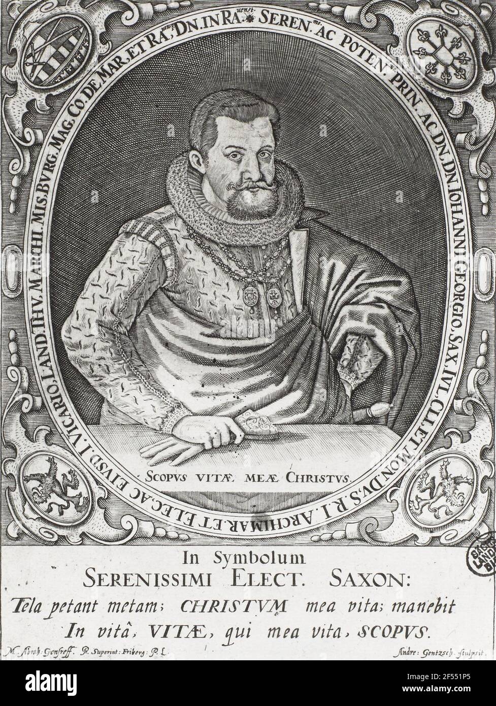 Title page with portrait of the Elector Johann Georg I of Saxony Stock ...