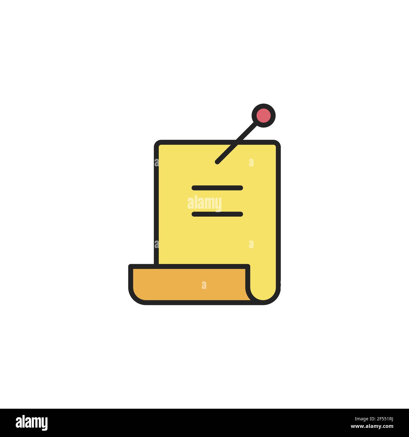 Note paper with pinned push button icon isolated on white background. Memo paper sign. Set icons ...