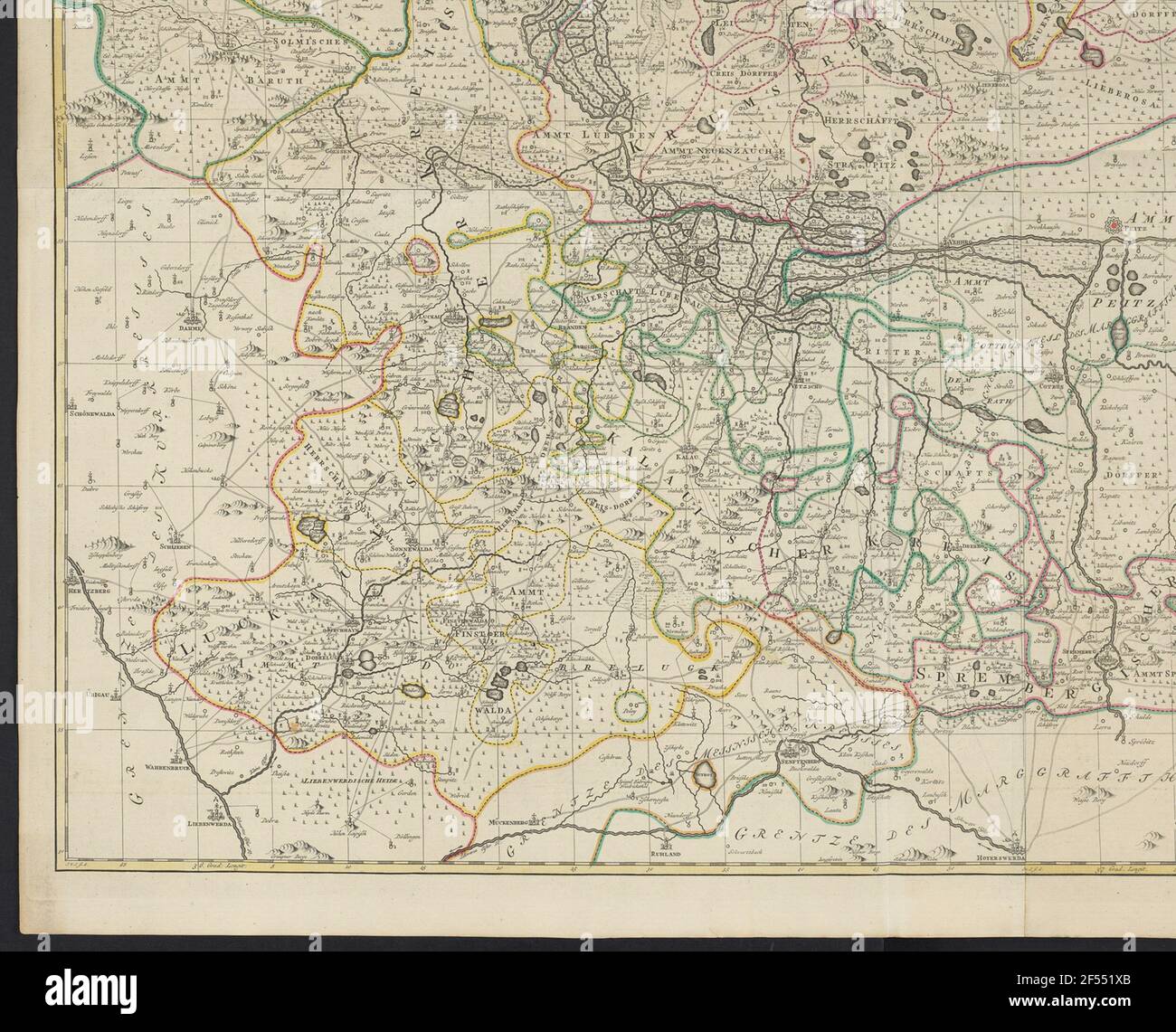 Kt. 40: Map of Niederlausitz, 1: 120 000, copper engraving, 1757 Stock Photo - Alamy