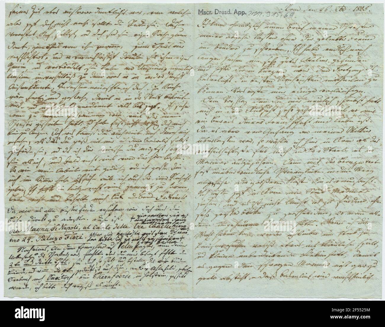 Letter from Friedrich Teck to August Wilhelm Schlegel, back and front ...