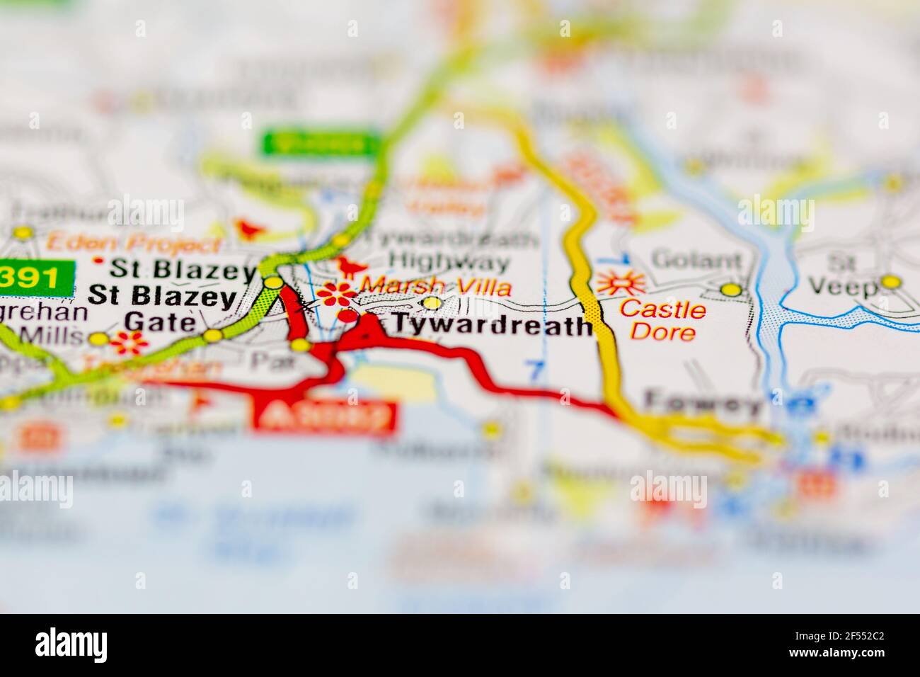 Tywardreath Shown on a Geography map or road map Stock Photo - Alamy