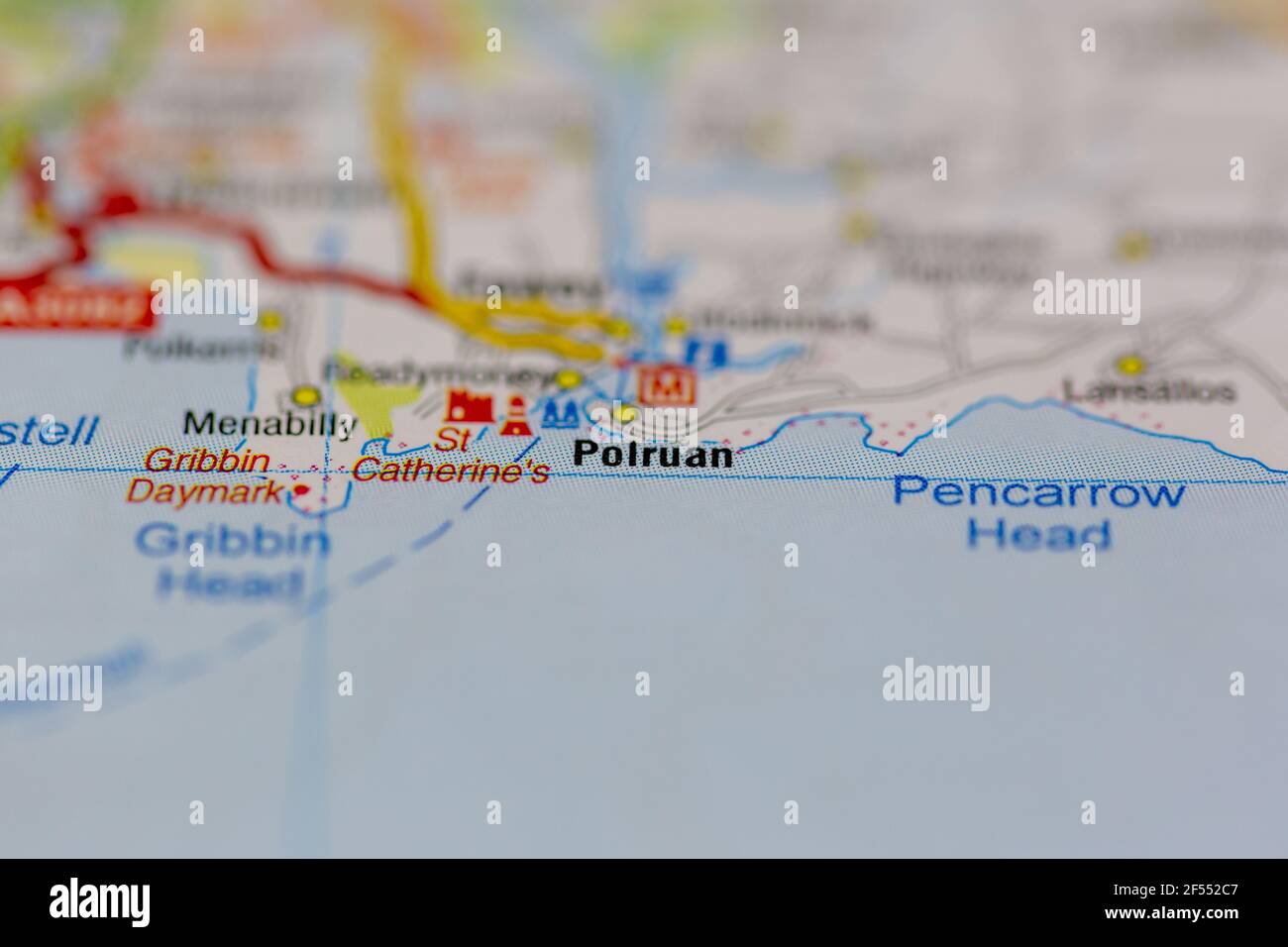 Polruan Shown on a Geography map or road map Stock Photo - Alamy