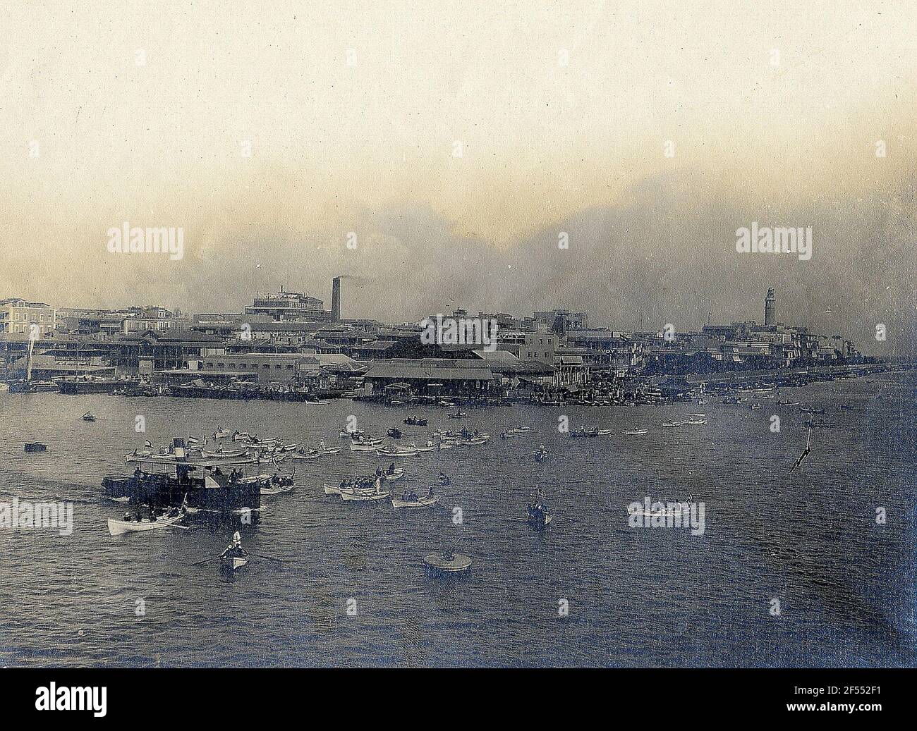 Port Said, Egypt. View from a cruise ship of Hapag on harbor and city ...