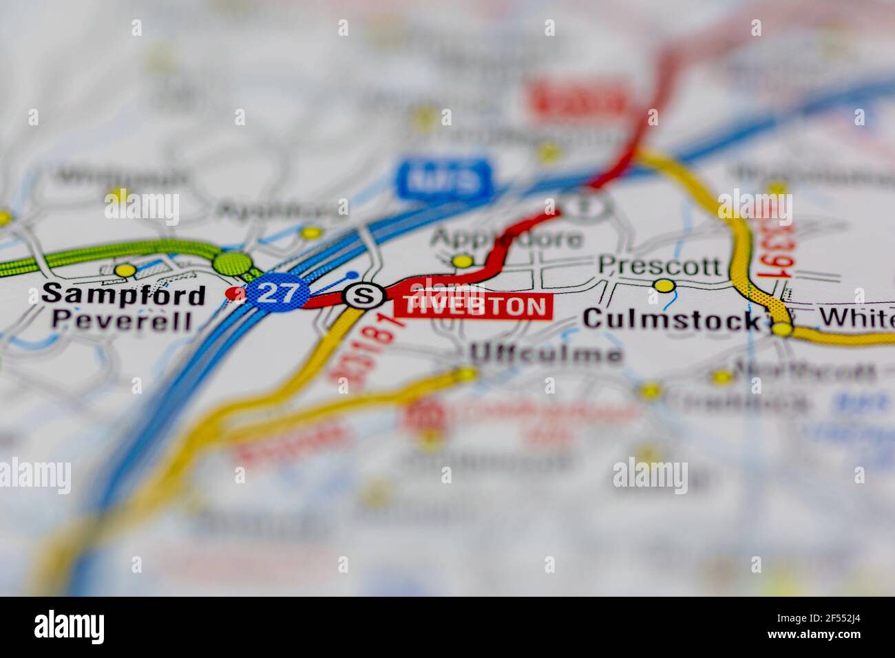 Tiverton Shown on a Geography map or road map Stock Photo - Alamy