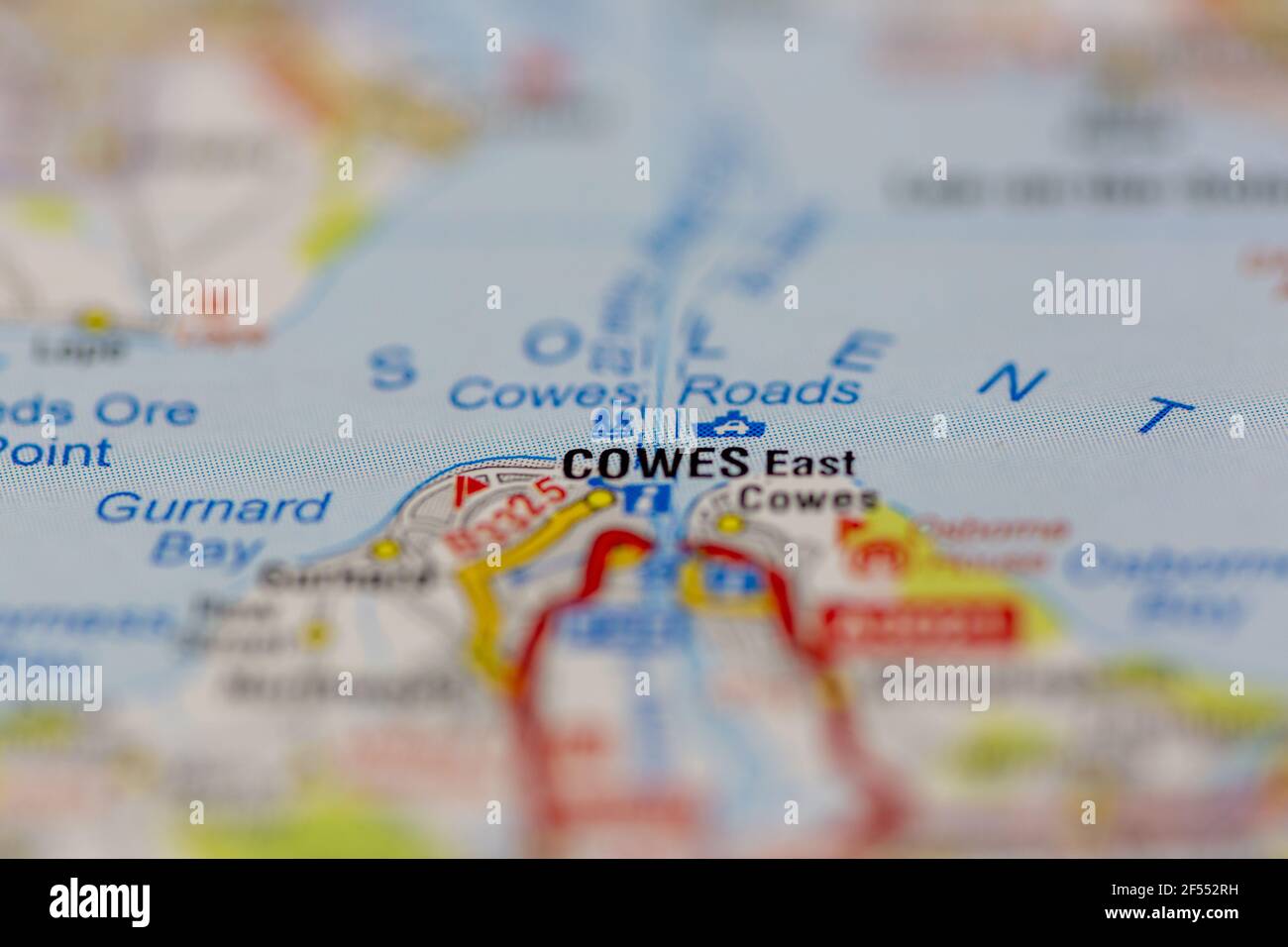 Cowes Shown on a Geography map or road map Stock Photo - Alamy
