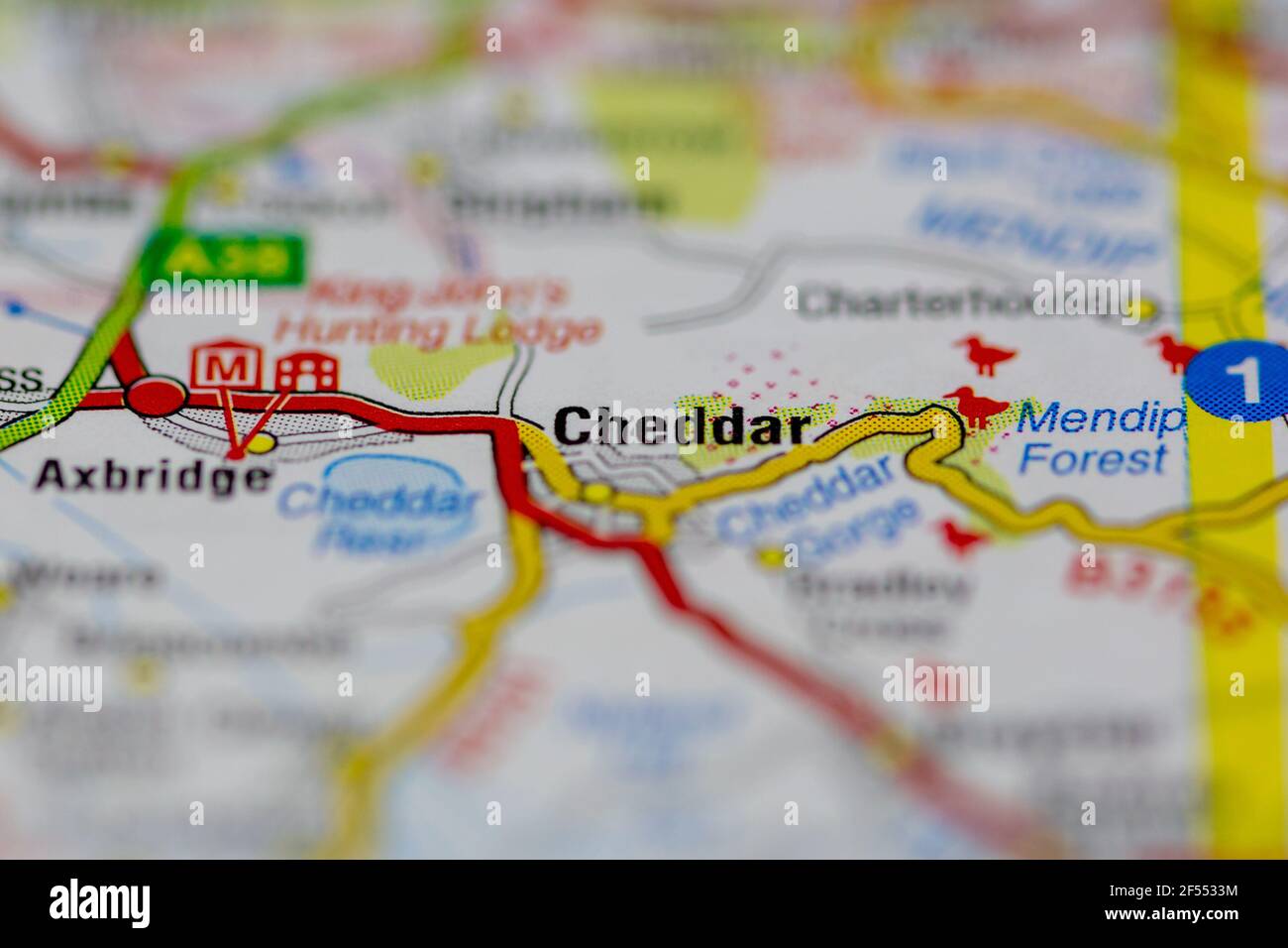 Cheddar Shown on a Geography map or road map Stock Photo - Alamy