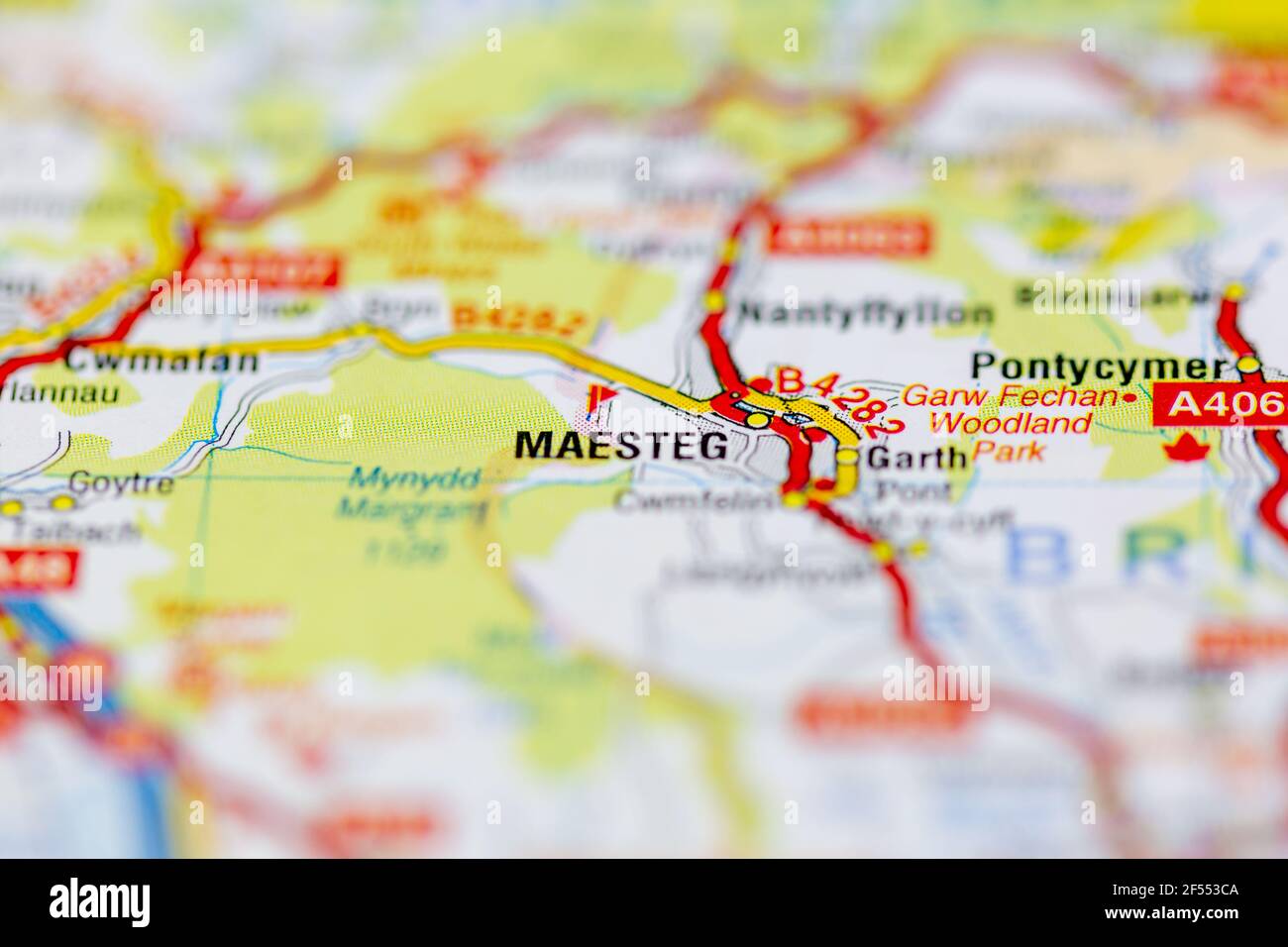 Maesteg Shown on a Geography map or road map Stock Photo - Alamy
