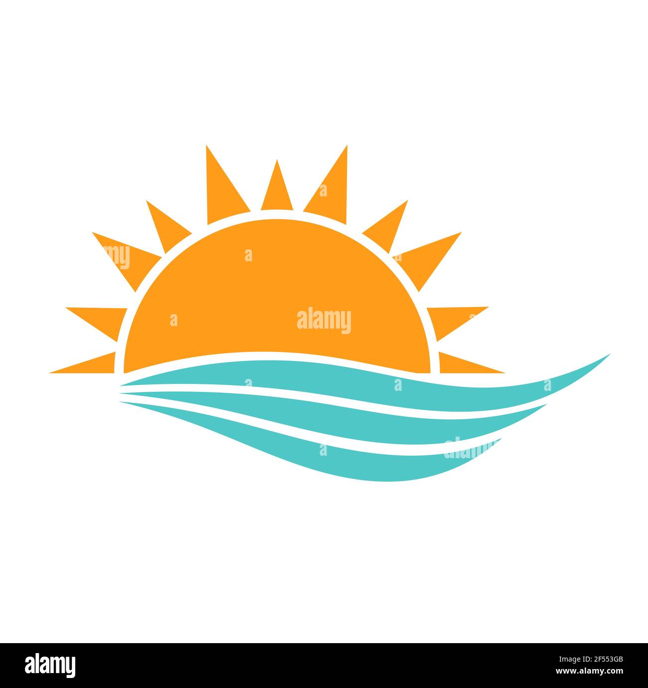 Sun and sea waves icon. Vector illustration Stock Vector Image & Art ...