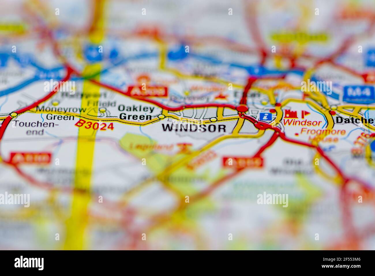 Windsor Shown on a Geography map or road map Stock Photo - Alamy