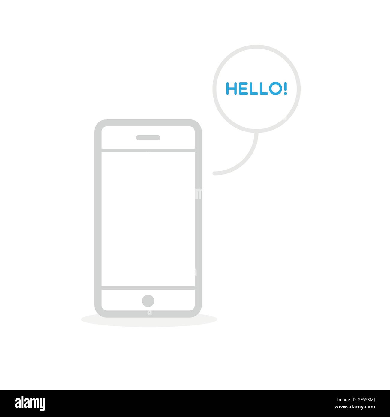 Smart phone with hello message. Vector illustration, flat design Stock ...