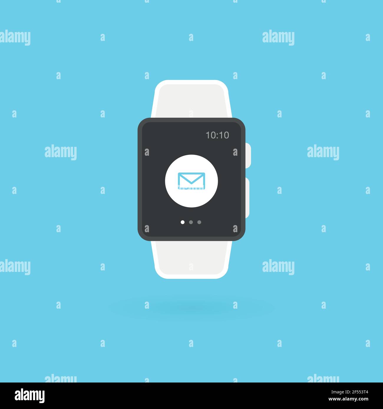 Smart watch isolated. Mail icon. Vector illustration, flat design Stock ...