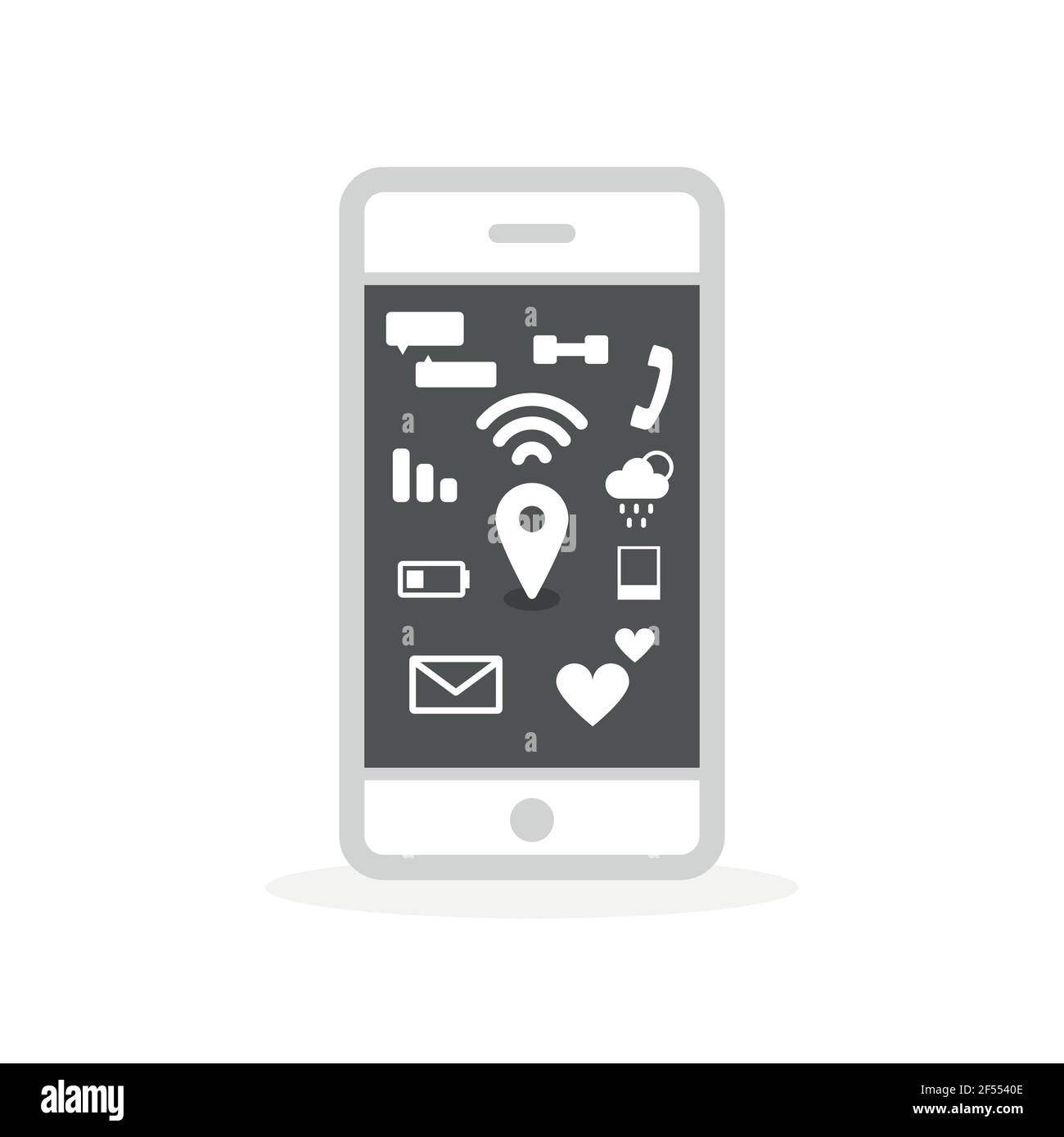 Smart phone with technology icons. Vector illustration, flat design ...