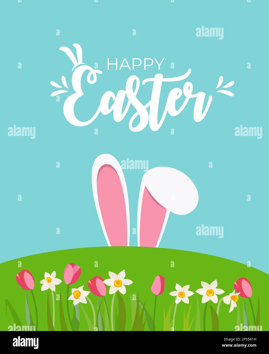 Cute Cartoon Happy Easter Spring Holiday Background Illustration EPS10 ...