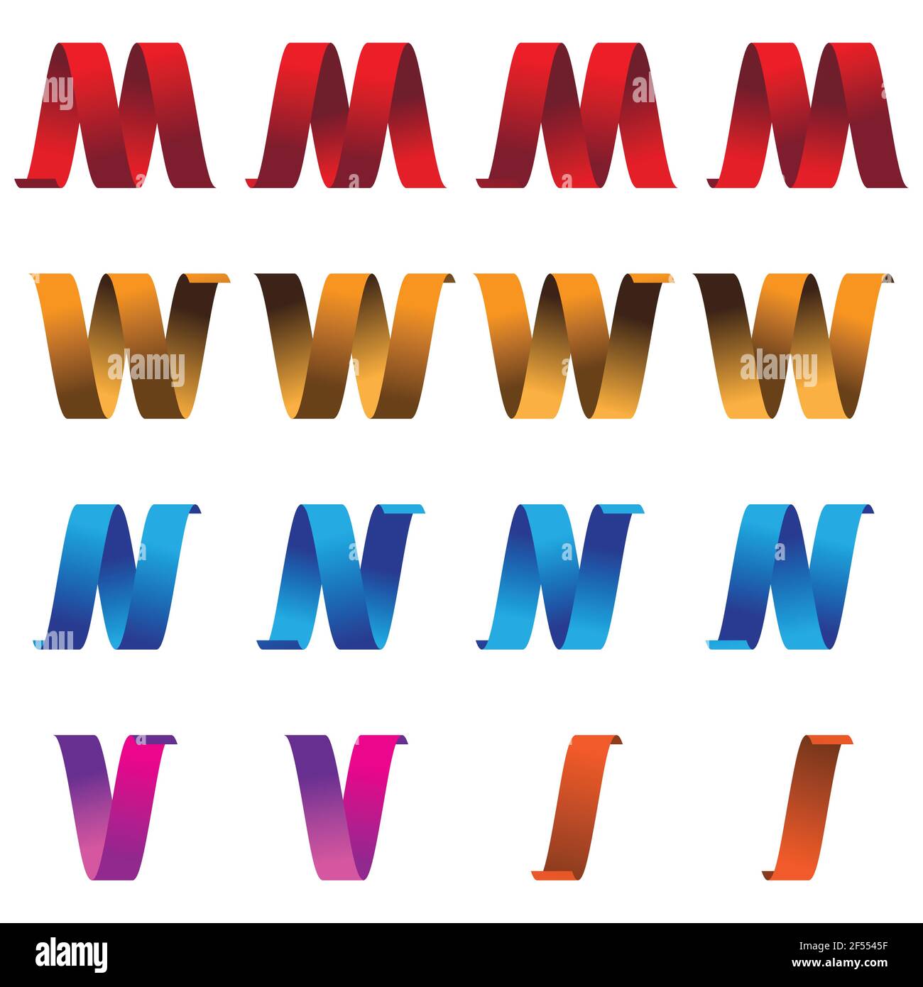 Collection of vector elements: a set of colorful letters made from ...