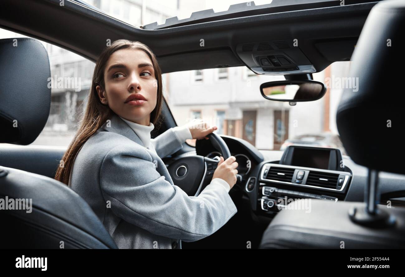 Woman reverse car hi-res stock photography and images - Alamy