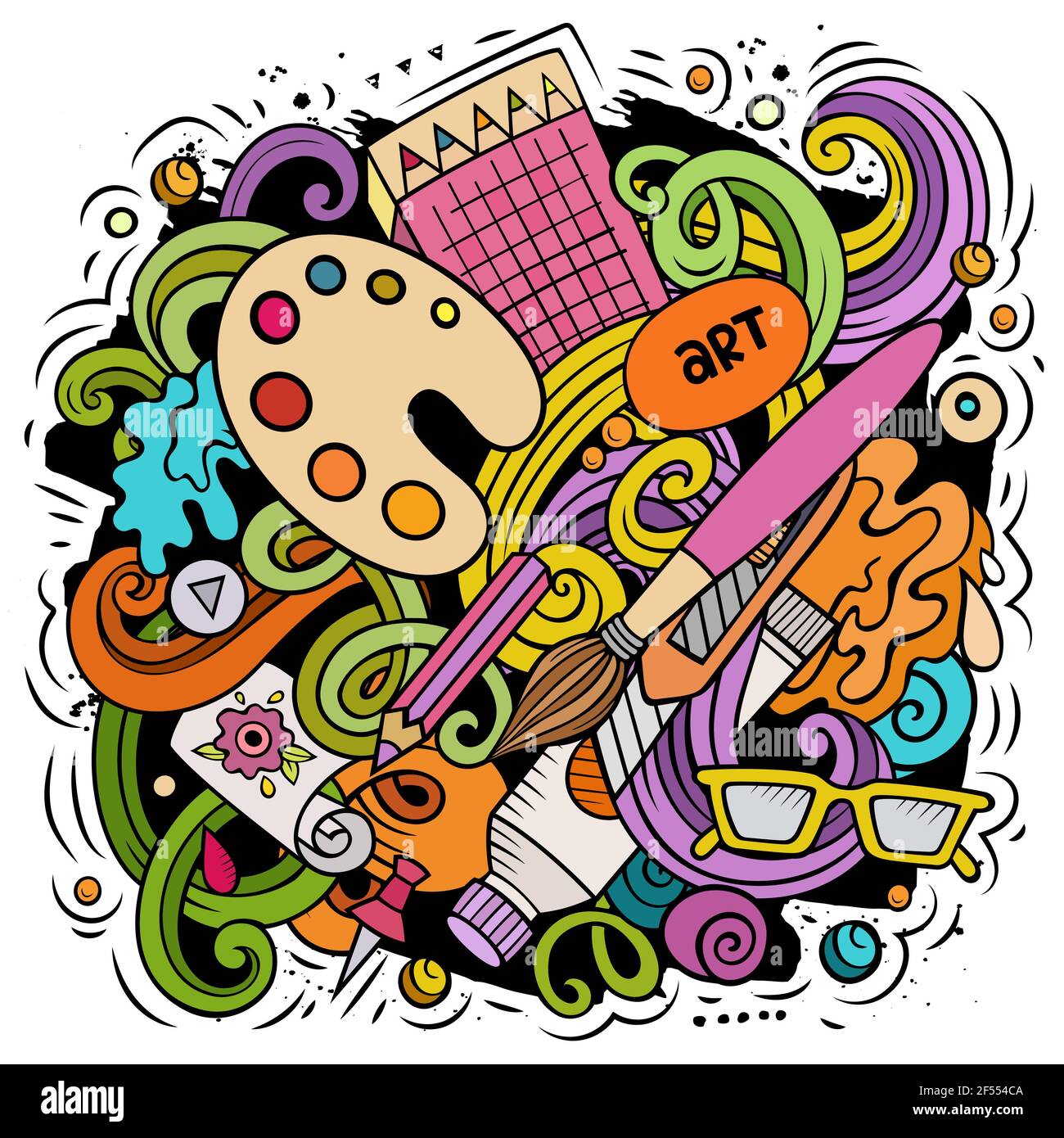 Artist cartoon doodle illustration. Funny Art design. Creative vector ...