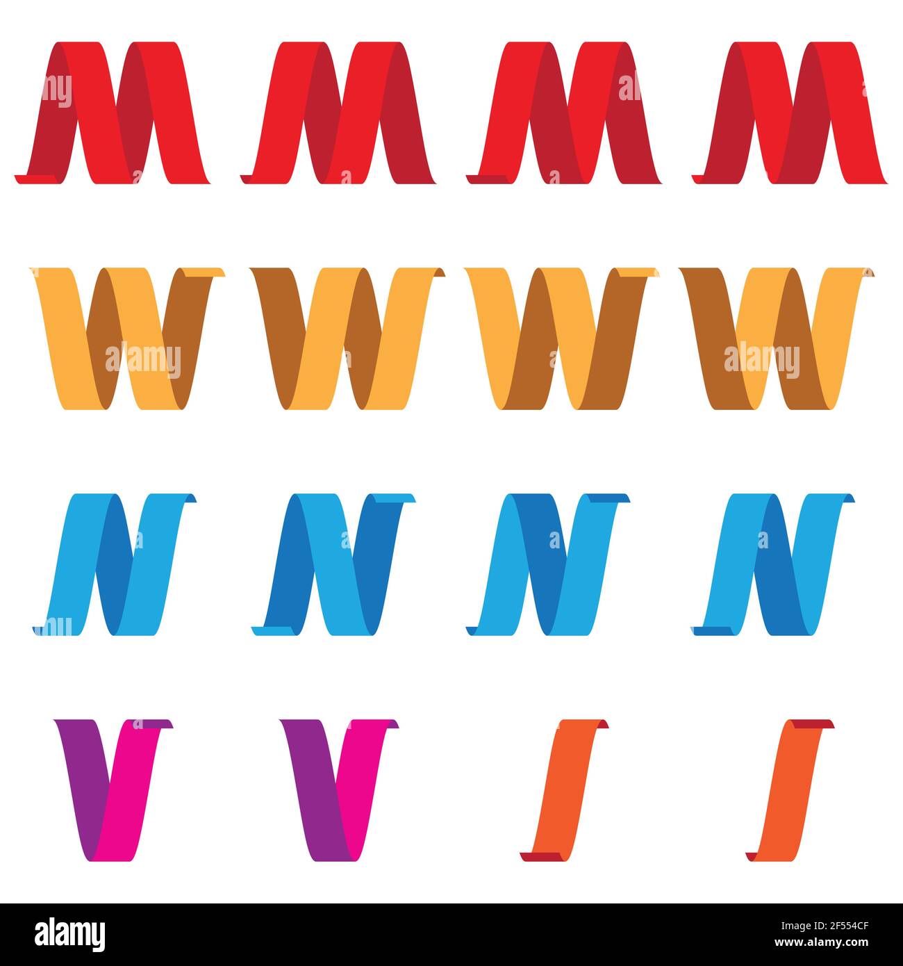 Collection of vector elements: a set of colorful letters made from ...