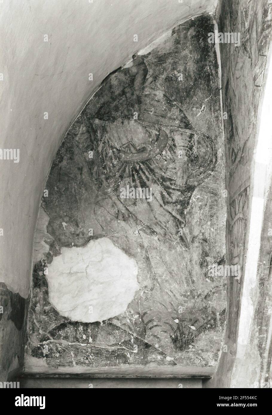 The Holy Christophorus. Wall painting. Lime colors and tempera ...