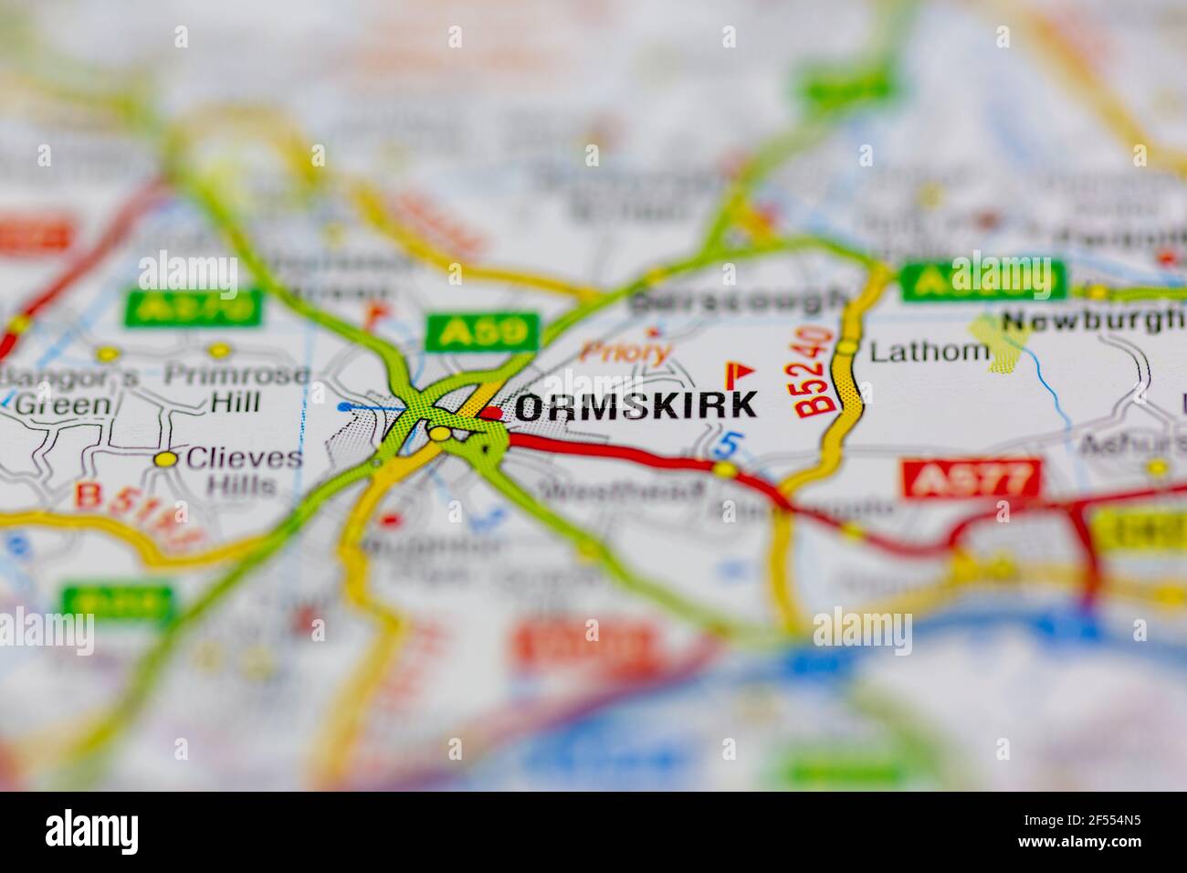 Ormskirk Shown on a Geography map or road map Stock Photo - Alamy