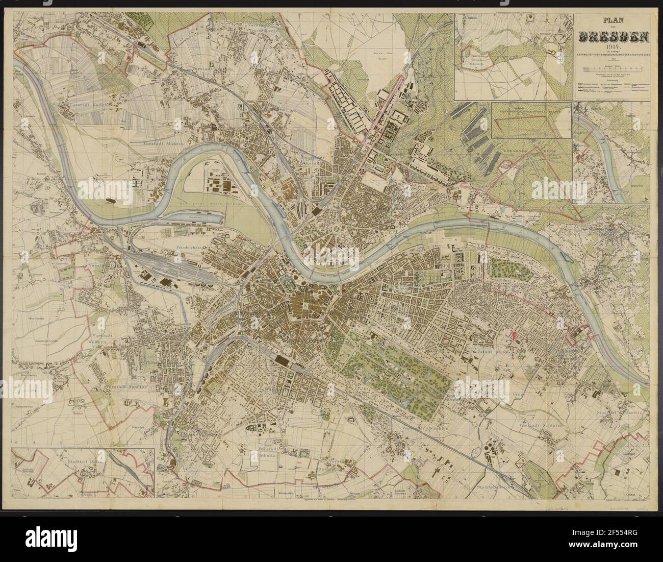 City map of Dresden, 1:10 000, lithograph, 1914 Stock Photo - Alamy