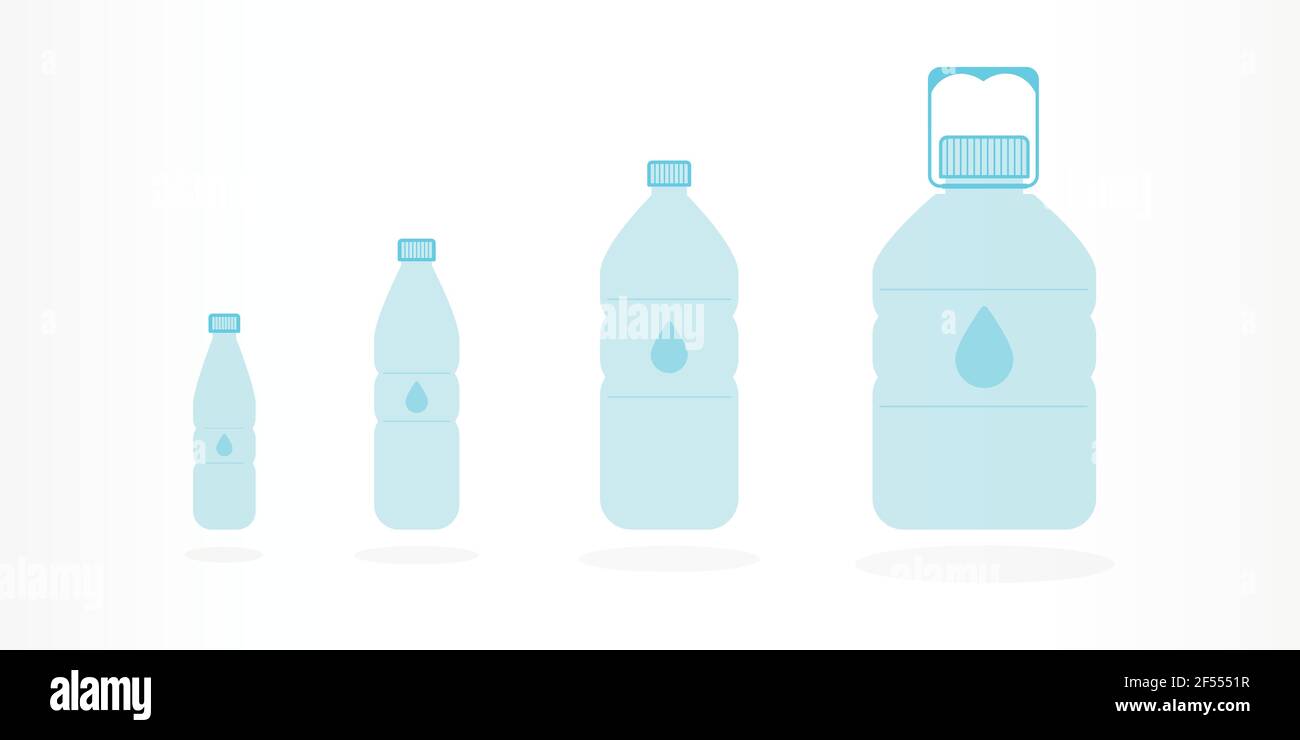 Plastic bottles with water icon set. Different sizes. Vector ...
