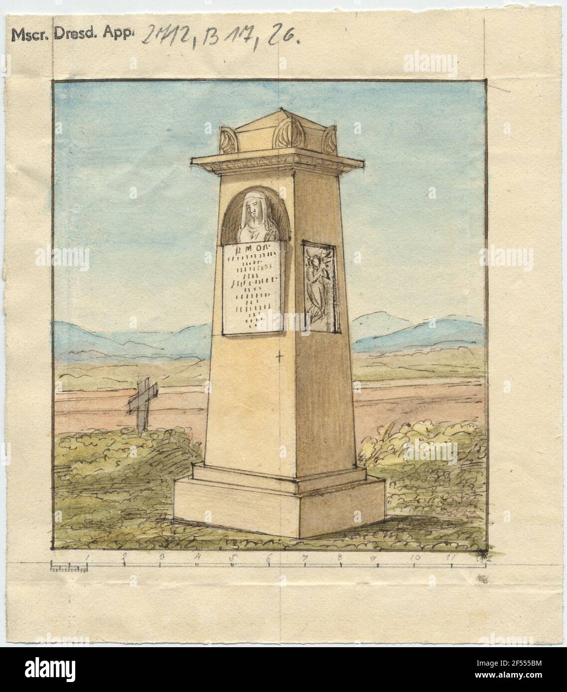 Drawing to a grave monument Stock Photo - Alamy