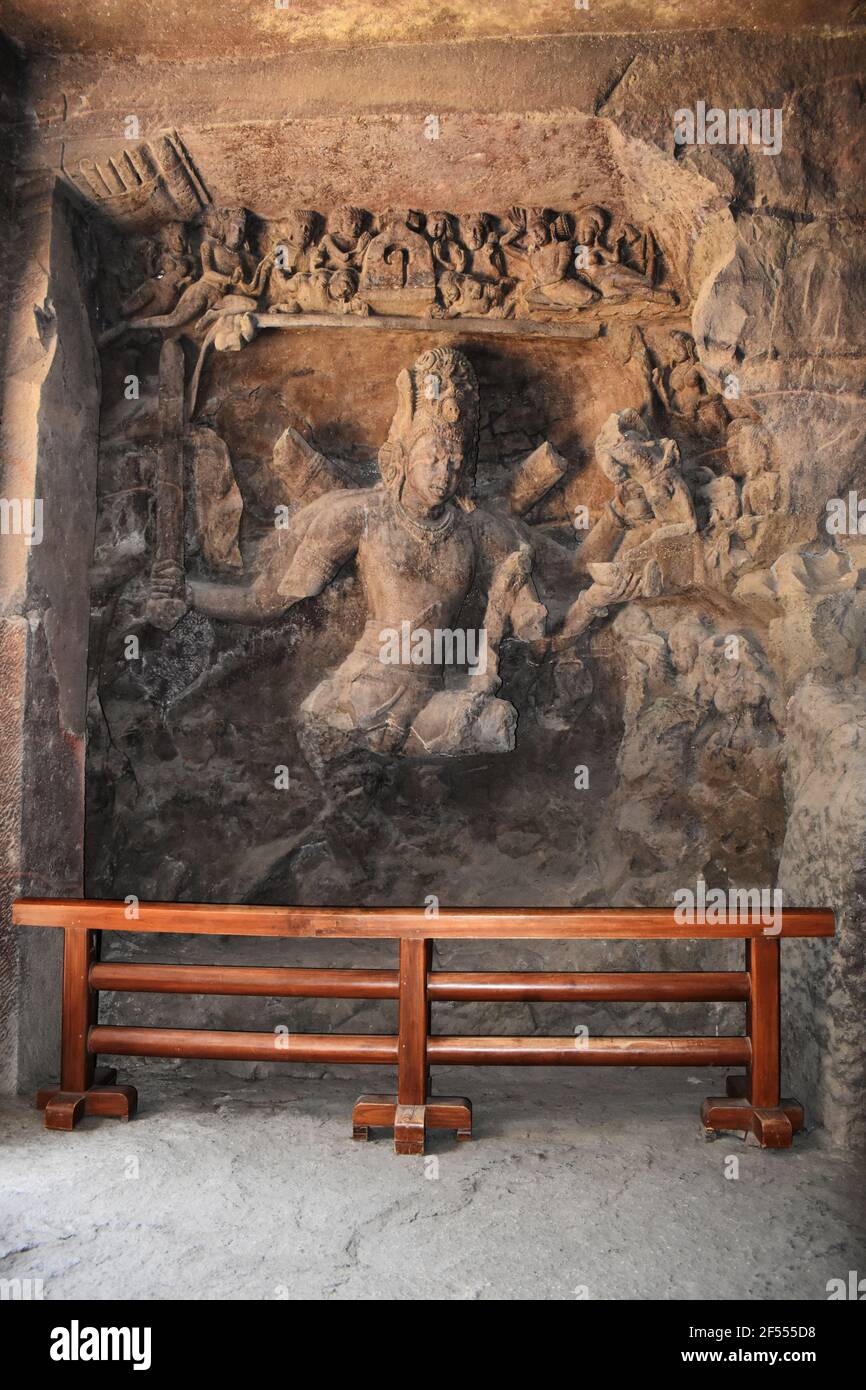 Shiva slaying Andhakasura, Elephanta Caves, The panel is on the north ...