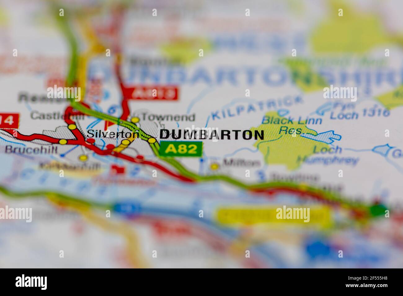 Dumbarton Shown on a Geography map or road map Stock Photo - Alamy
