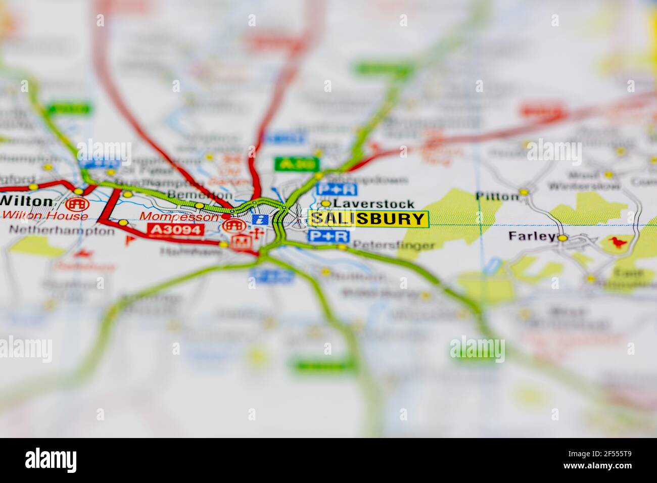 Salisbury Shown on a Geography map or road map Stock Photo - Alamy