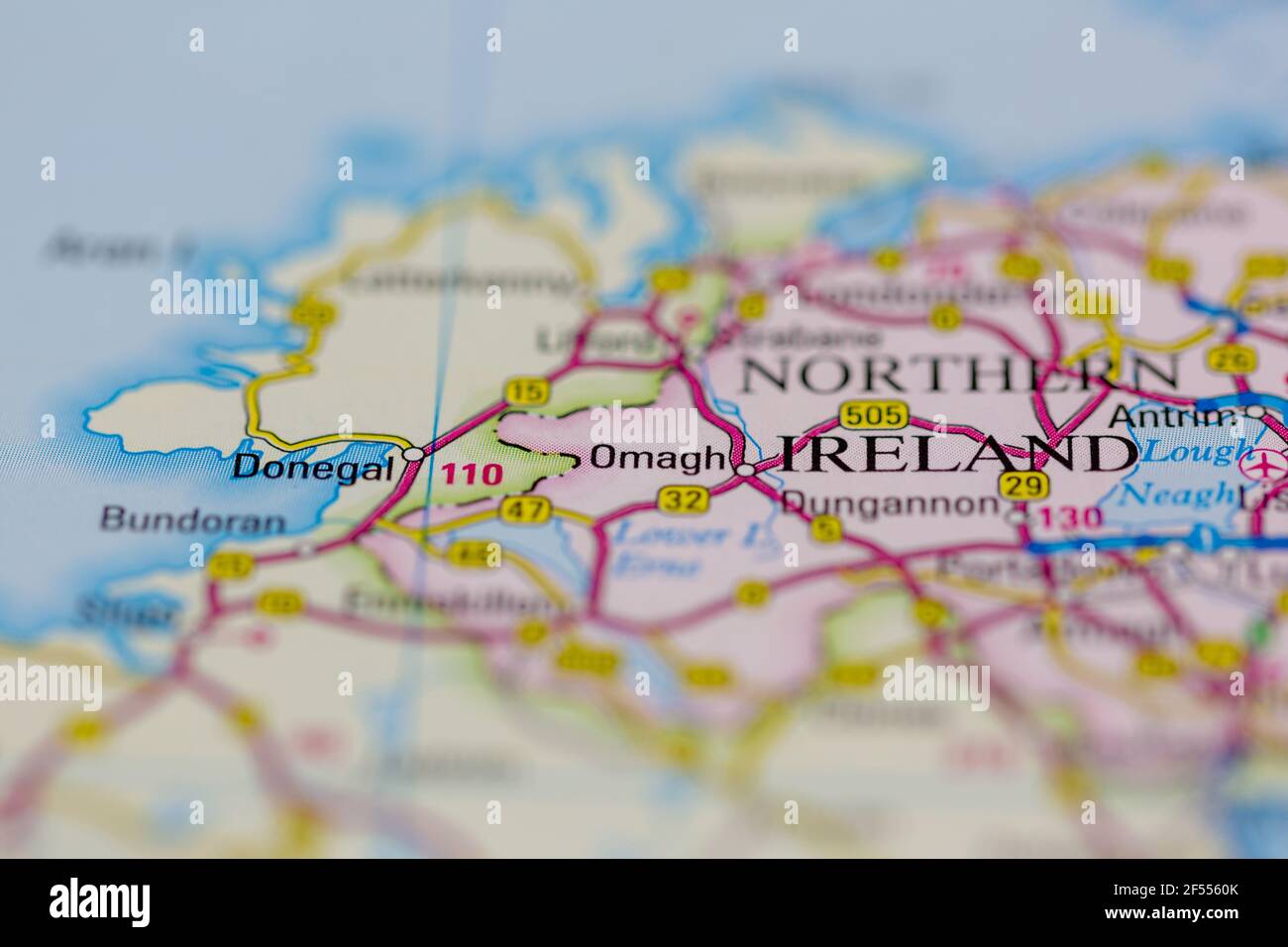 Omagh Shown on a Geography map or road map Stock Photo - Alamy