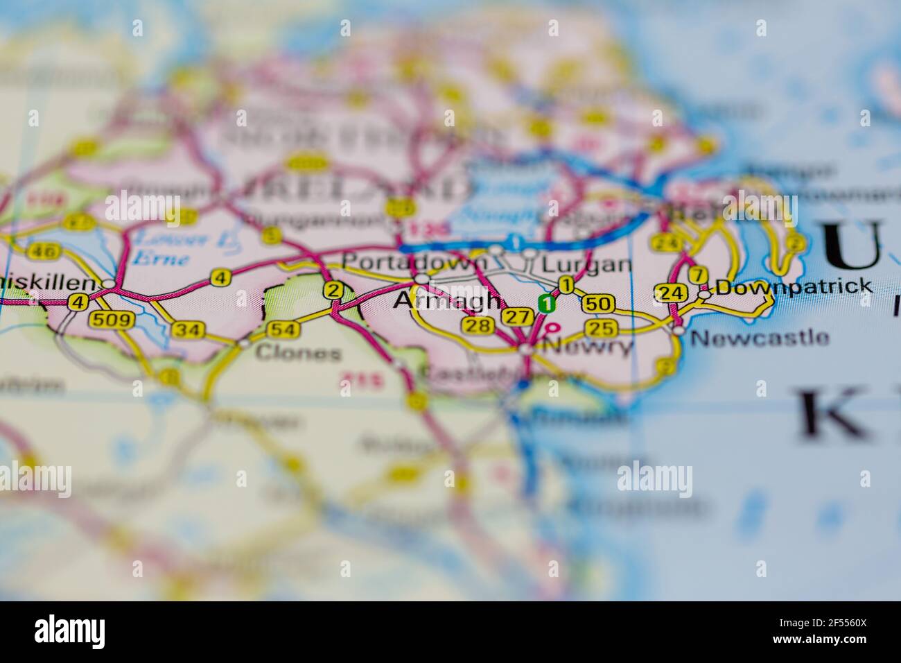 Armagh Shown on a Geography map or road map Stock Photo - Alamy