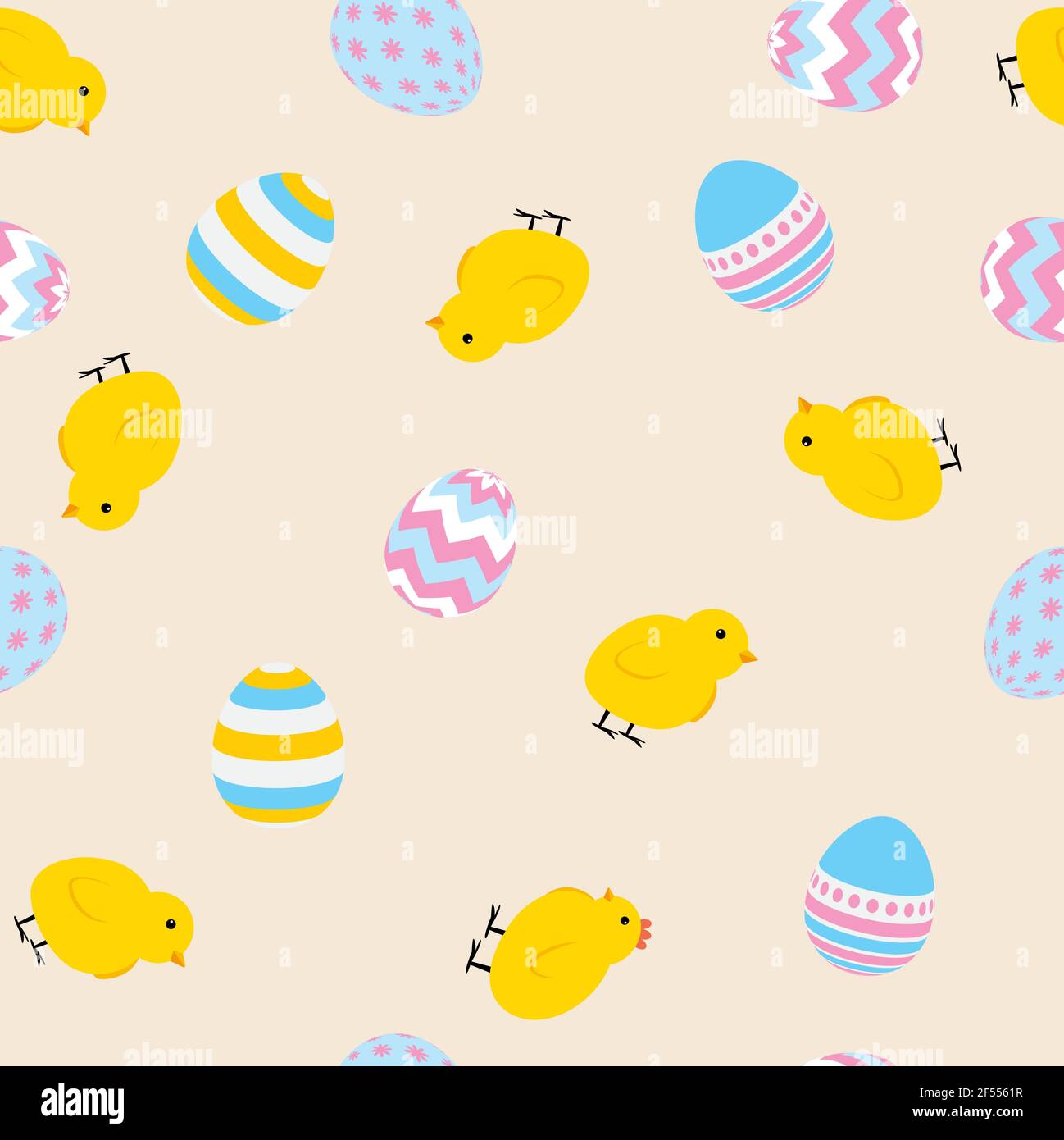 Painted easter egg and chicken cite seamless pattern background. Vector ...