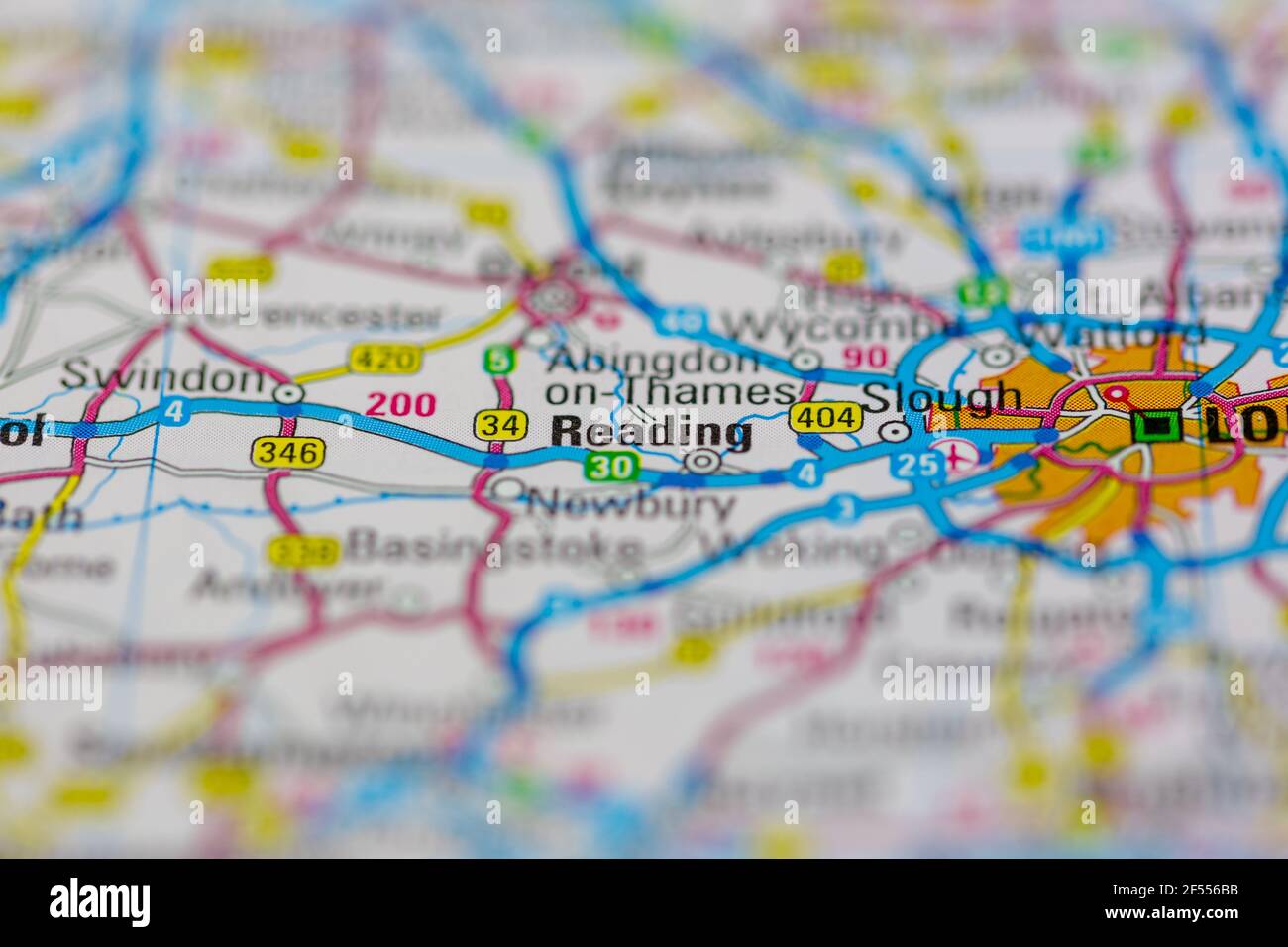 Reading Shown on a Geography map or road map Stock Photo - Alamy