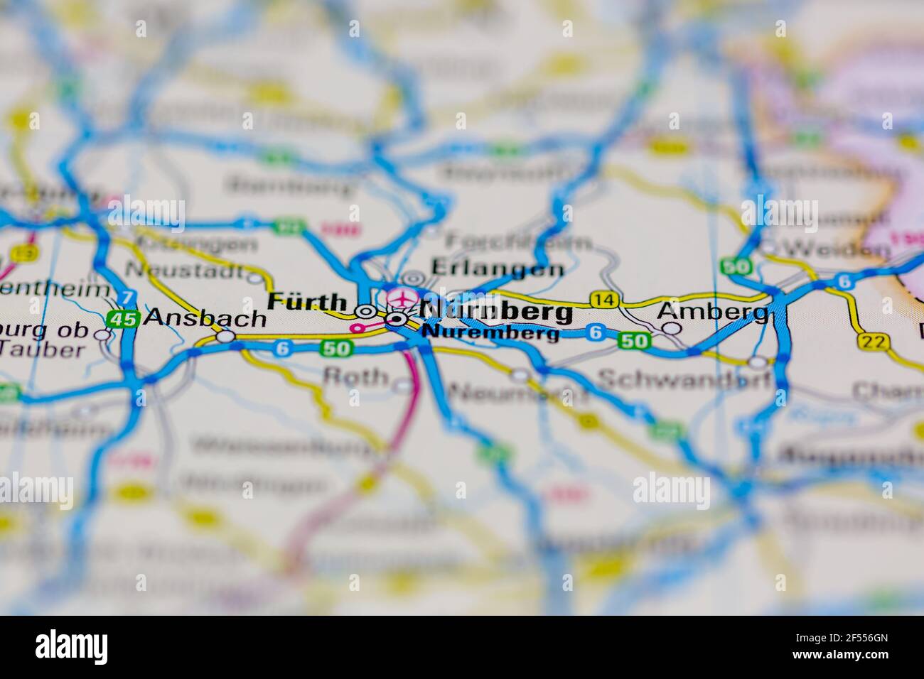 Nurnberg Shown on a Geography map or road map Stock Photo - Alamy