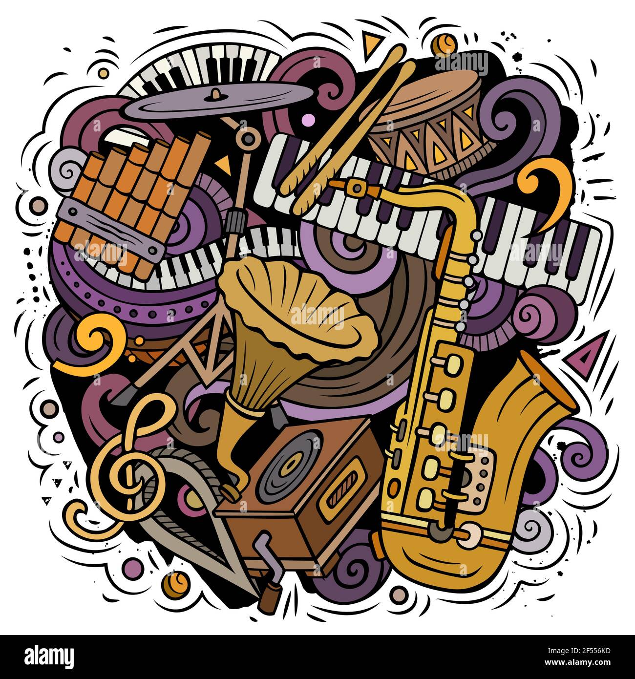 Classic harp music notes Stock Vector Images - Alamy