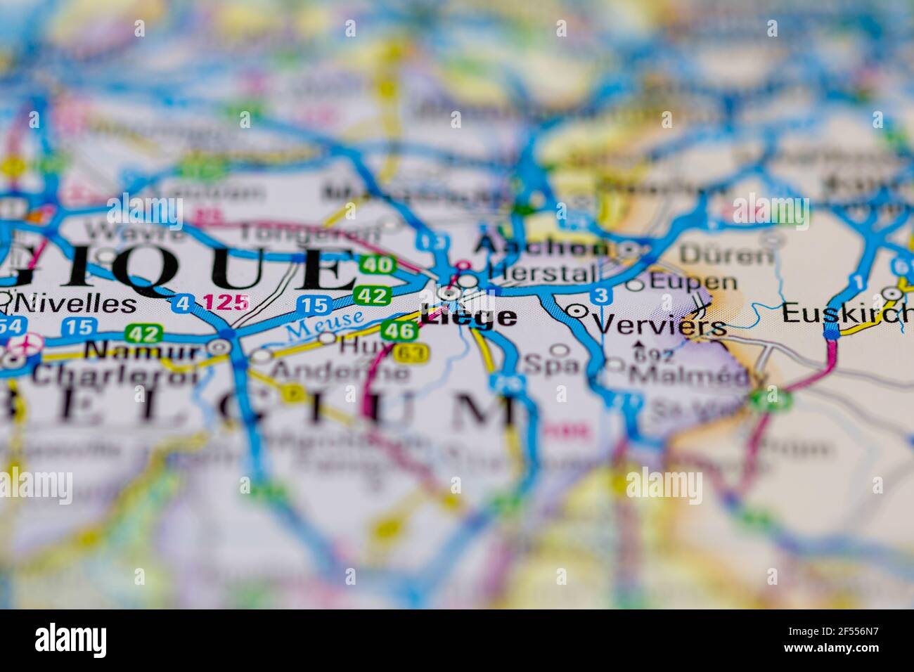 Liege Shown on a Geography map or road map Stock Photo - Alamy