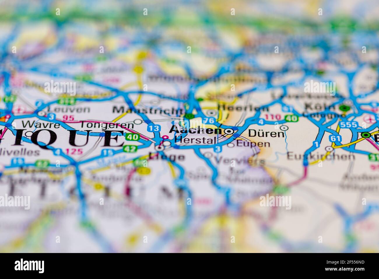 Aachen Shown on a Geography map or road map Stock Photo - Alamy
