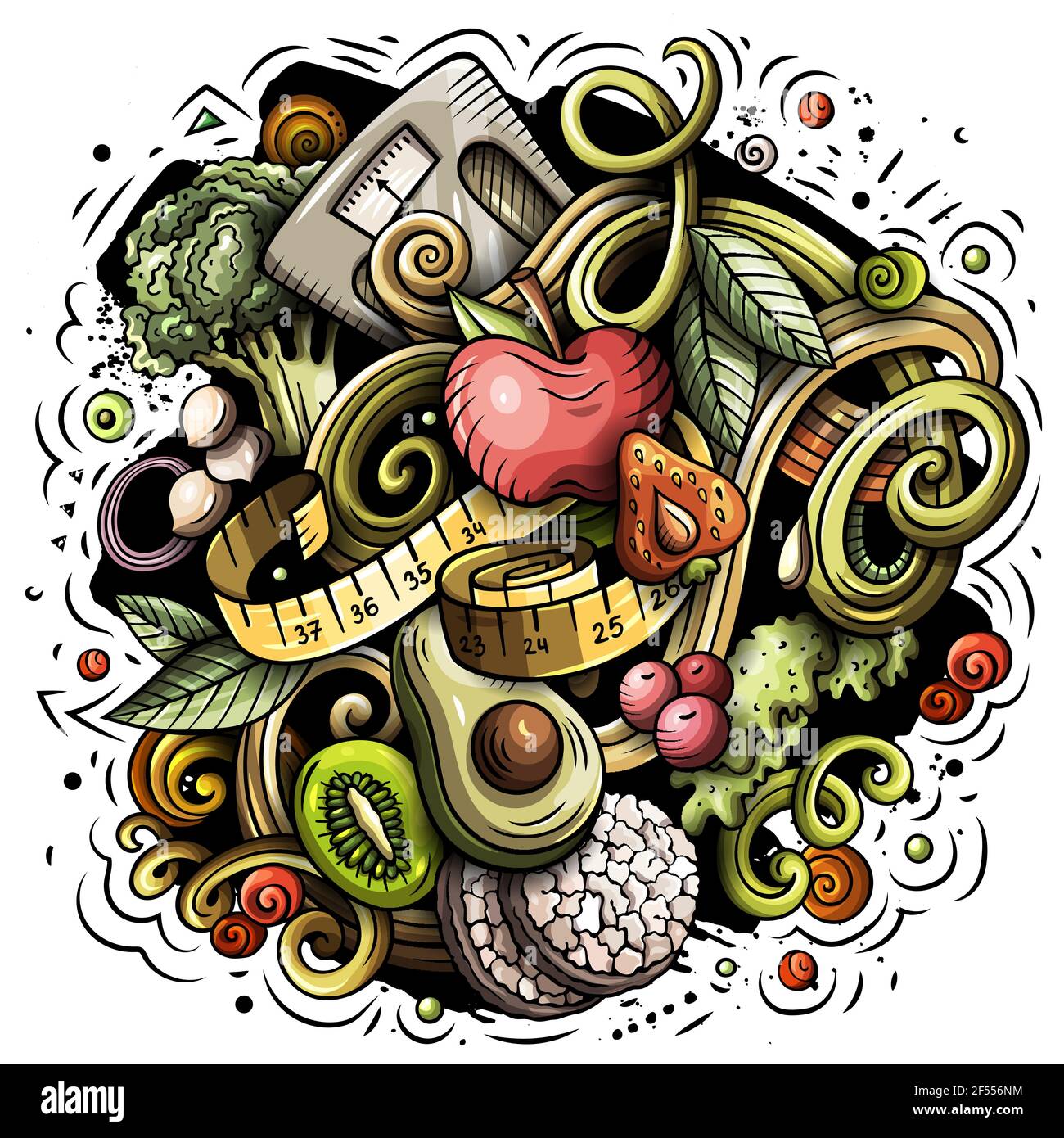 Cartoon vector doodles Diet food illustration Stock Vector Image & Art ...
