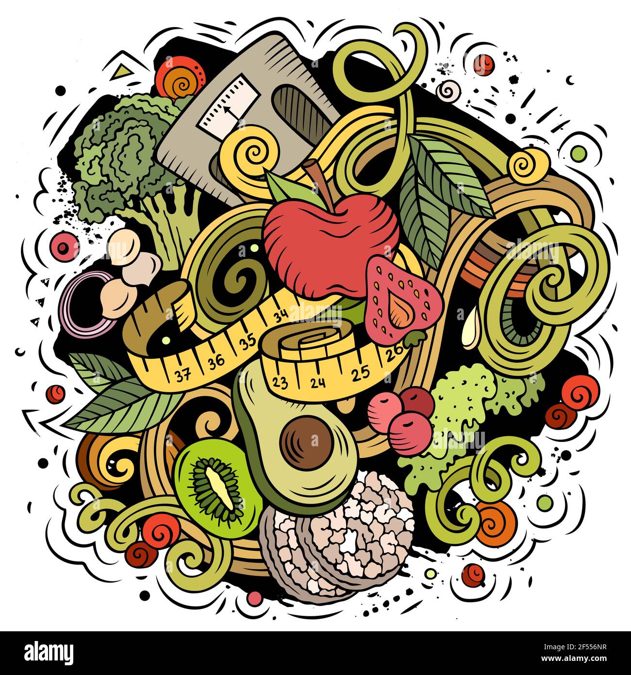 Cartoon vector doodles Diet food illustration Stock Vector Image & Art ...