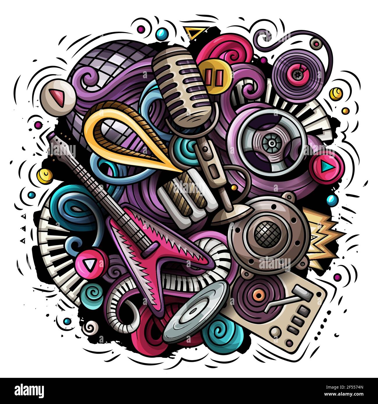 Cartoon vector doodles Disco music illustration Stock Vector Image ...