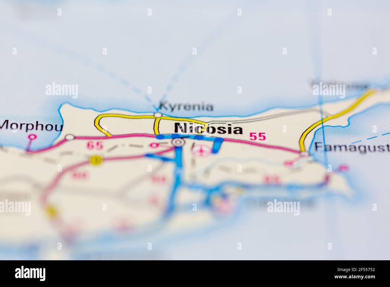 Nicosia Shown on a Geography map or road map Stock Photo - Alamy