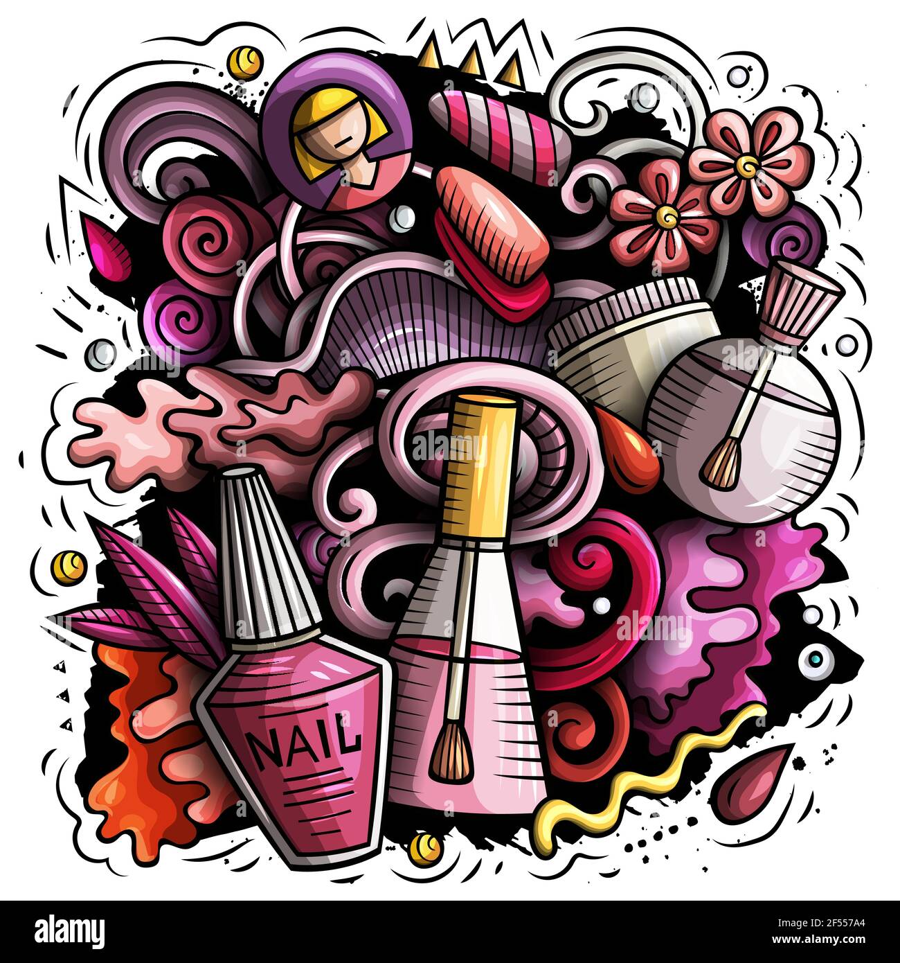 Nail Salon hand drawn vector doodles illustration Stock Vector Image ...