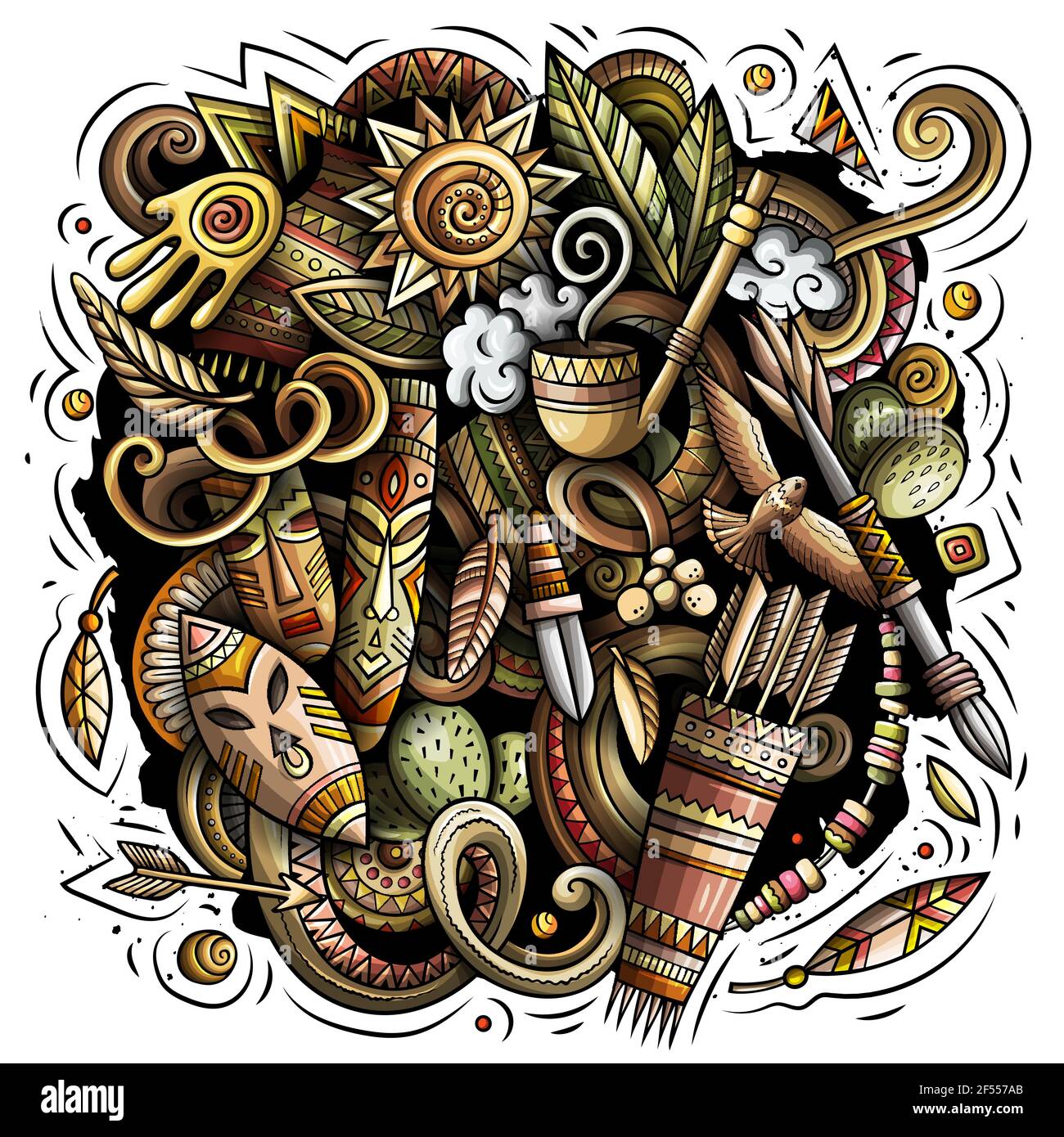 Native American cartoon vector doodle design Stock Vector Image & Art ...