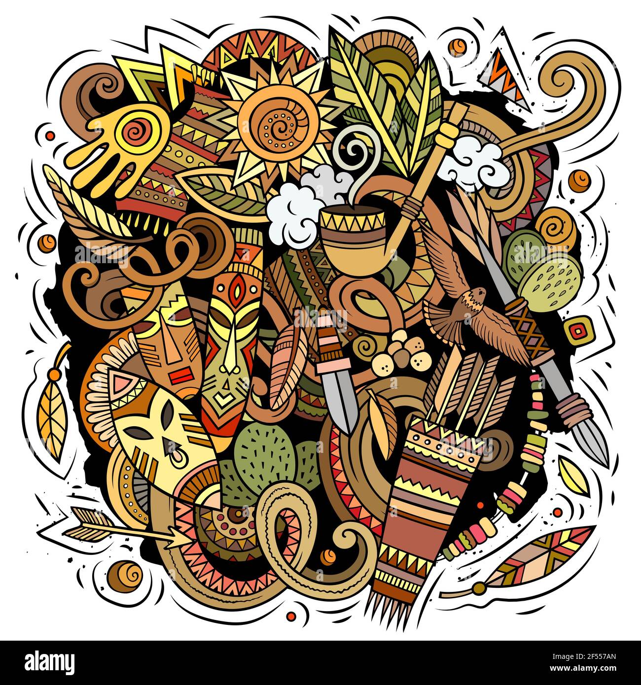 Native American cartoon vector doodle design Stock Vector Image & Art ...